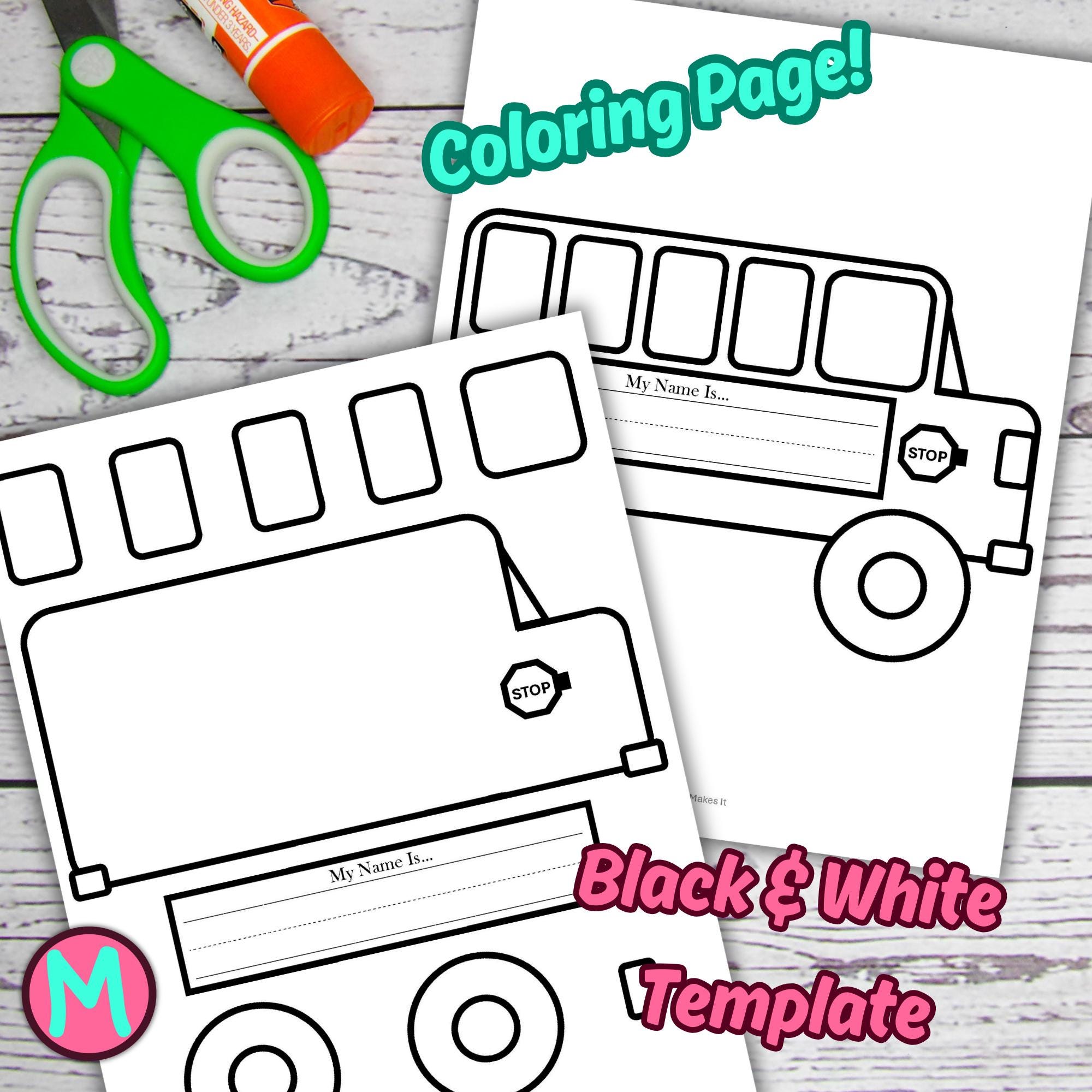 Name School Bus Craft Template: Back to School Cut & Glue Activity (PDF ...