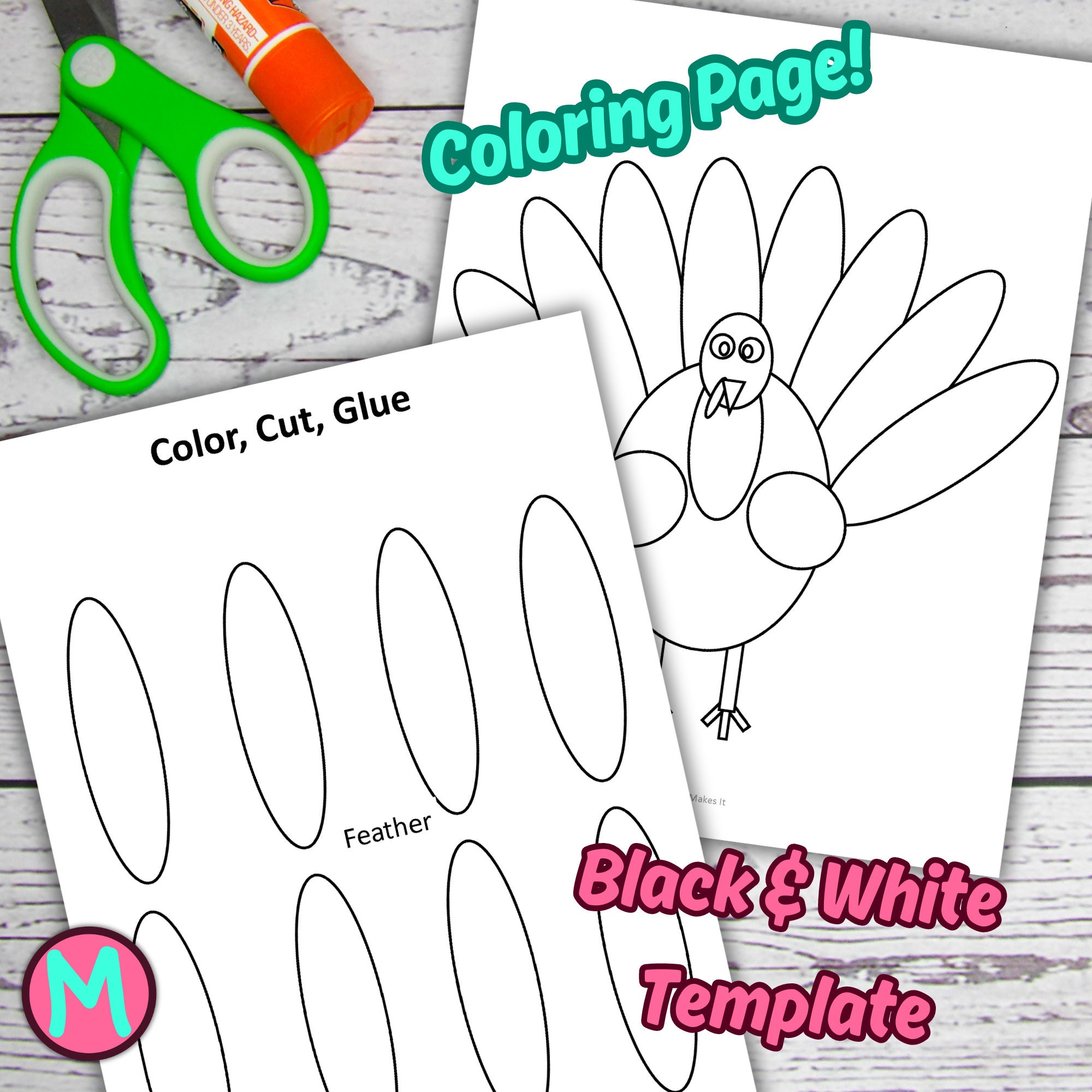 Easy Turkey Craft Template for Preschool, Simple Toddler Craft ...