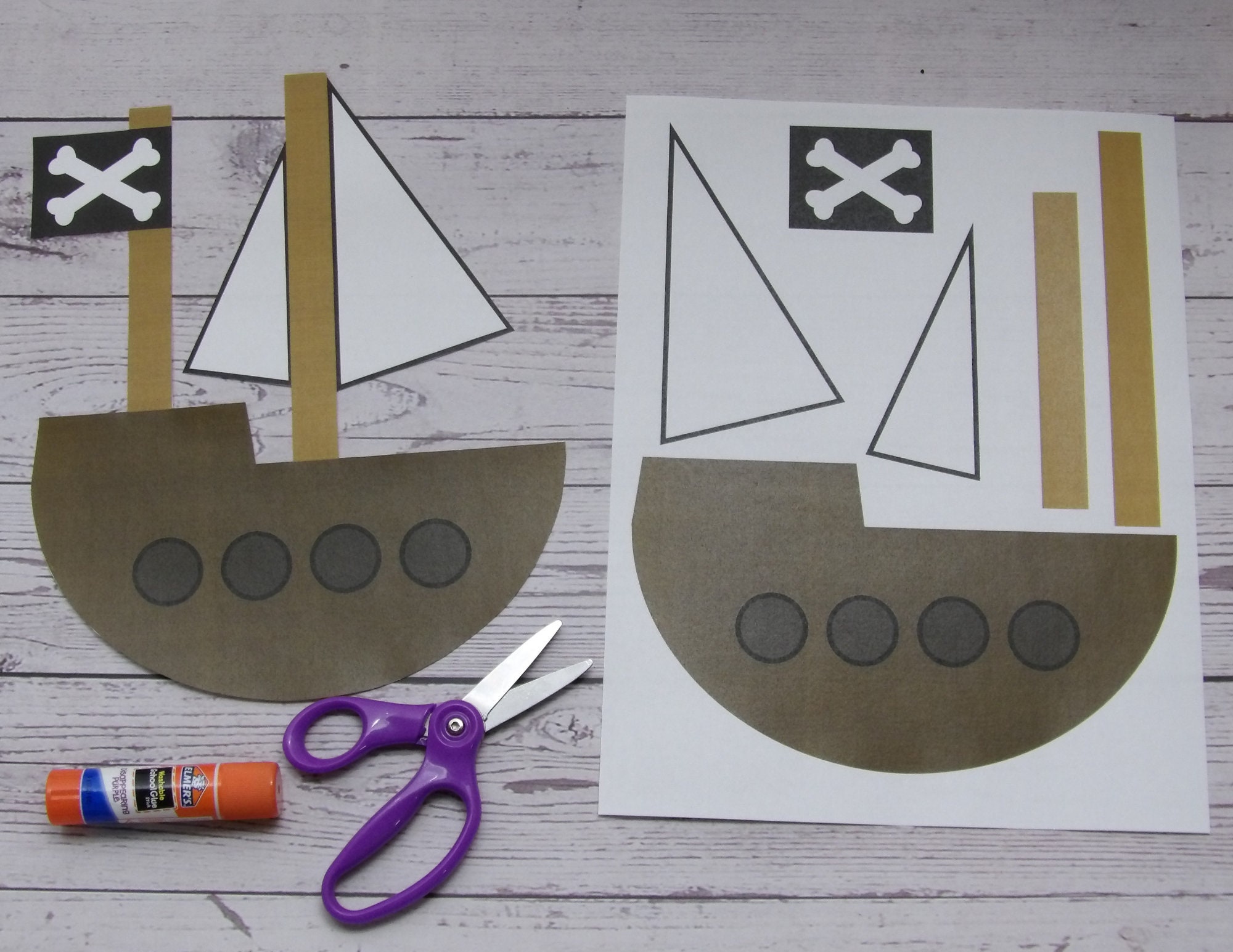 Pirate Ship Paper Craft Pattern Template for Kids in Preschool ...