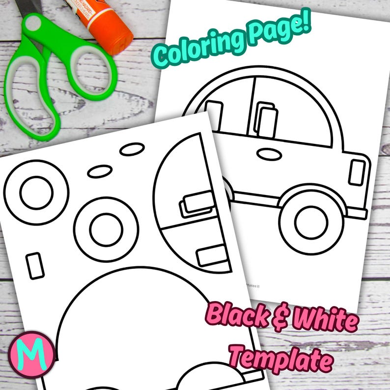 Red Car Craft Template, Cut and Glue Paper Activity (PDF) - Etsy