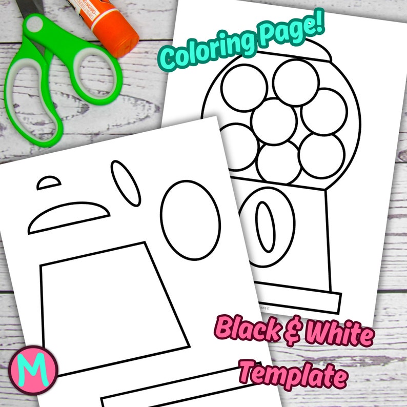 Gumball Machine Craft Template: Cut & Glue Paper Craft (PDF) - Etsy