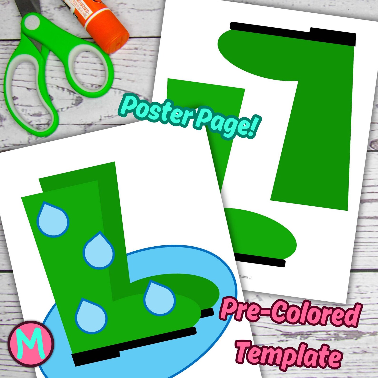 Rain Boots Craft Template: Cut & Glue Paper Craft (PDF) - Etsy