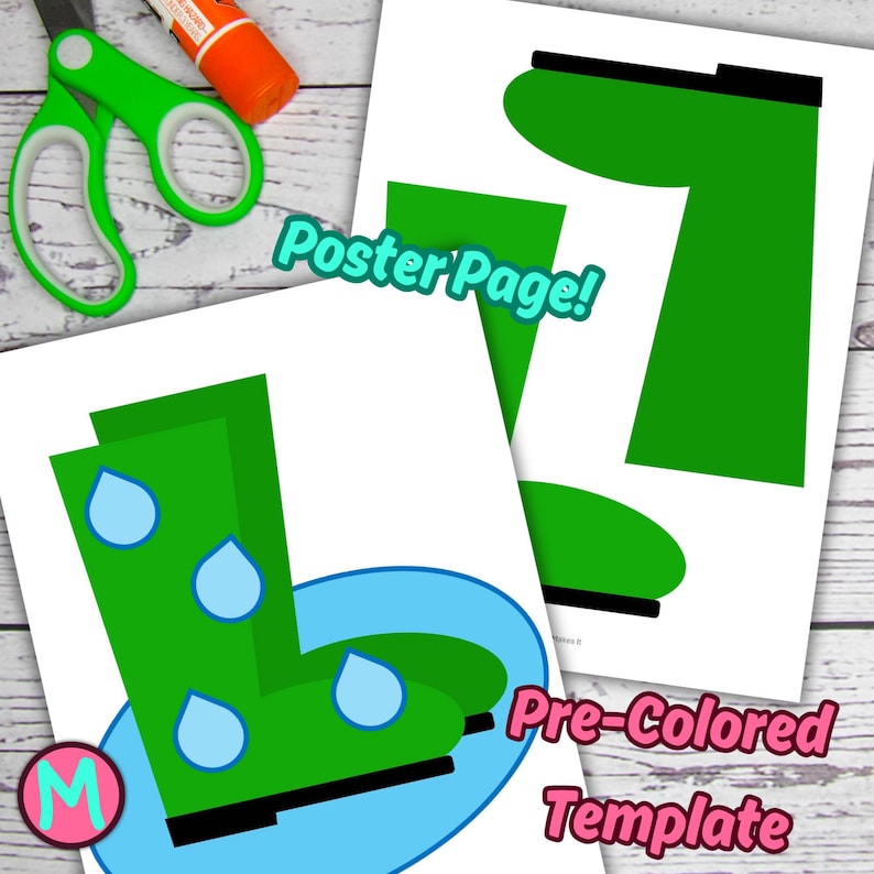 Rain Boots Craft Template: Cut & Glue Paper Craft (PDF) - Etsy