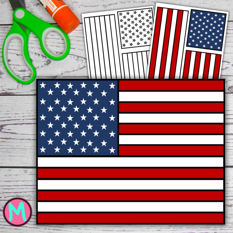 American Flag Craft Template: Patriotic USA Activity (digital Download ...