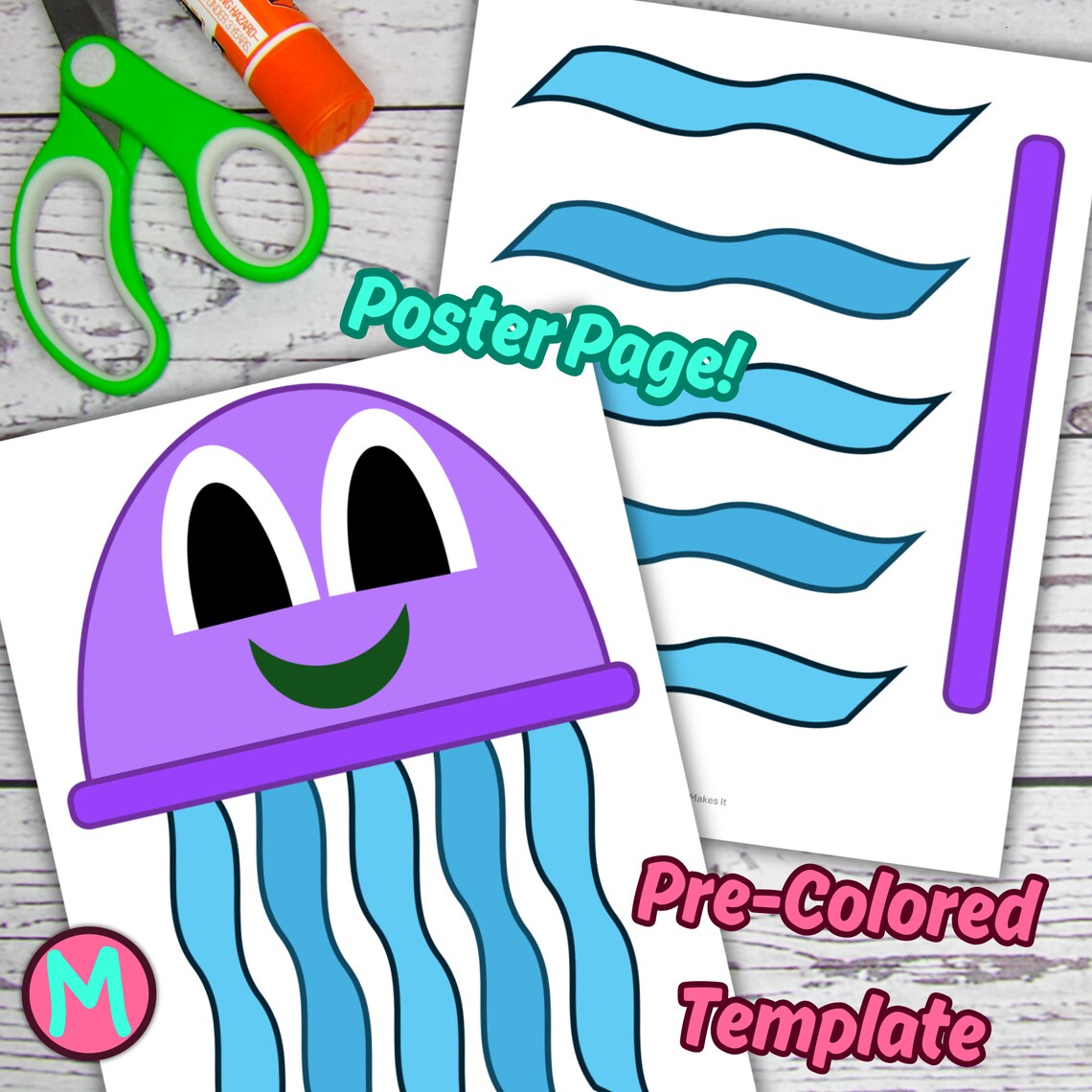 Jellyfish Craft Template for Kids, Ocean Animals, Simple Toddler Cut ...