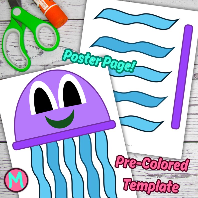 Jellyfish Craft Template for Kids, Ocean Animals, Simple Toddler Cut ...