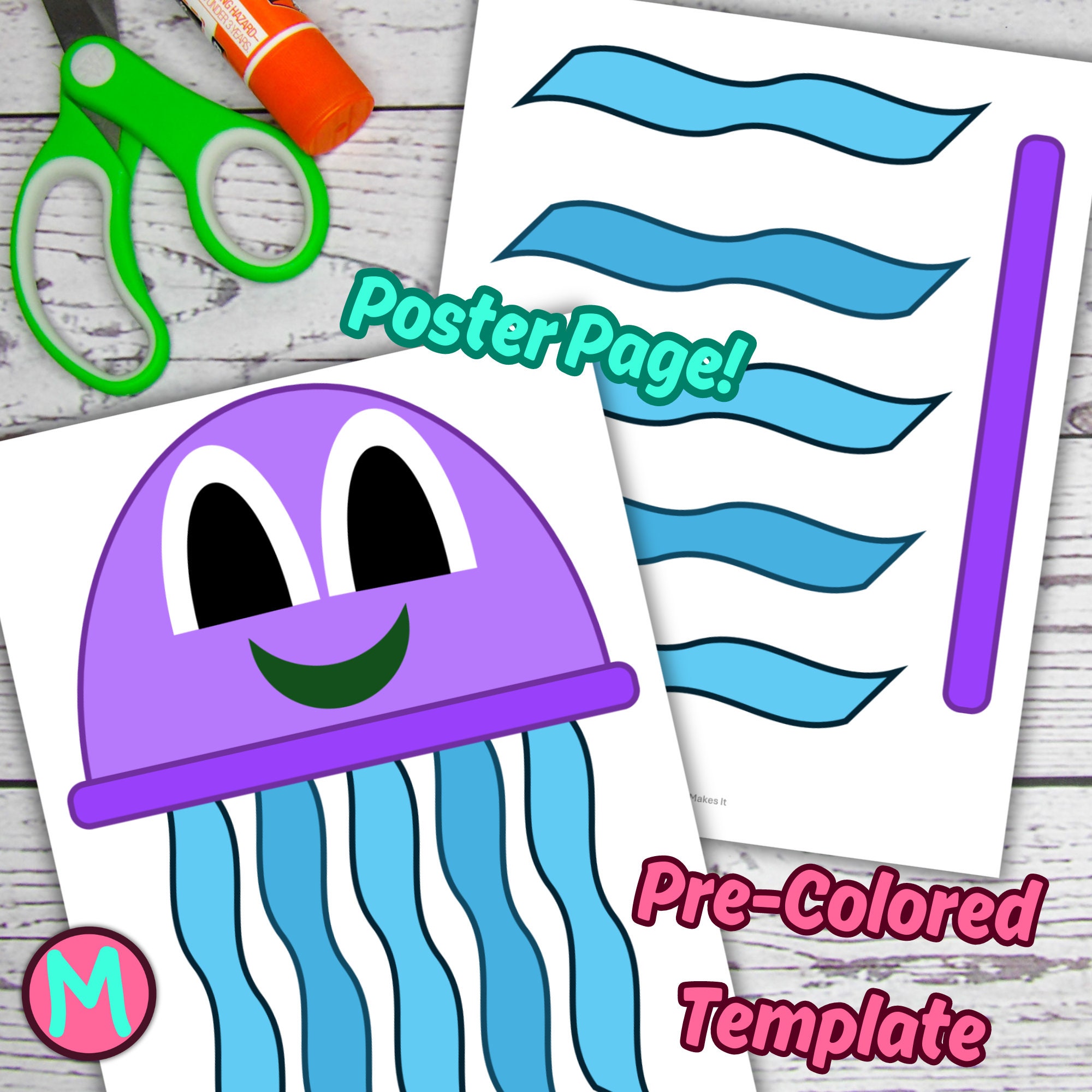 Jellyfish Craft Template for Kids, Ocean Animals, Simple Toddler Cut ...