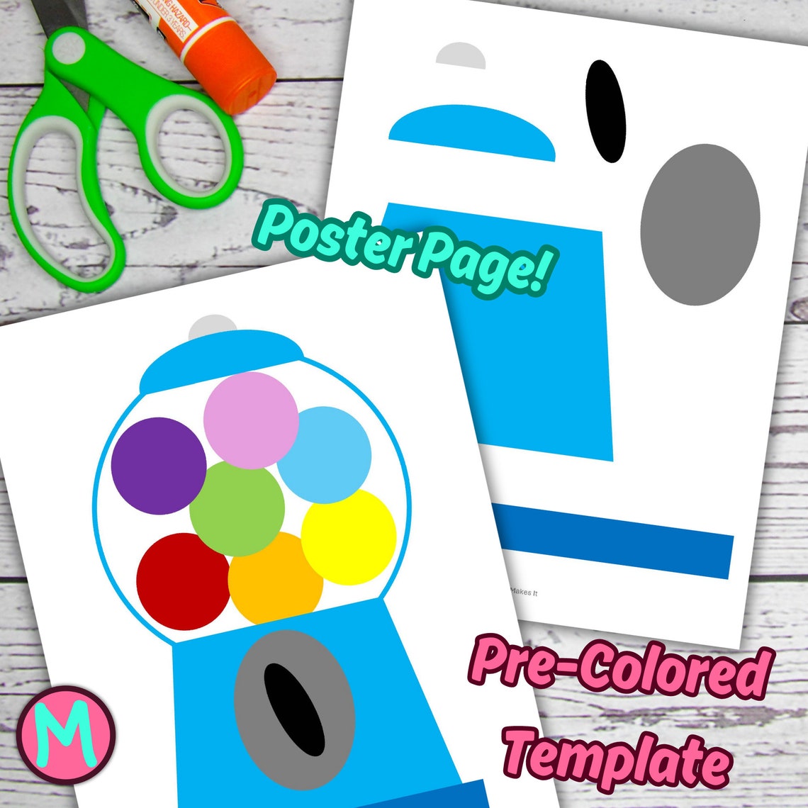 Gumball Machine Craft Template: Cut & Glue Paper Craft (PDF) - Etsy