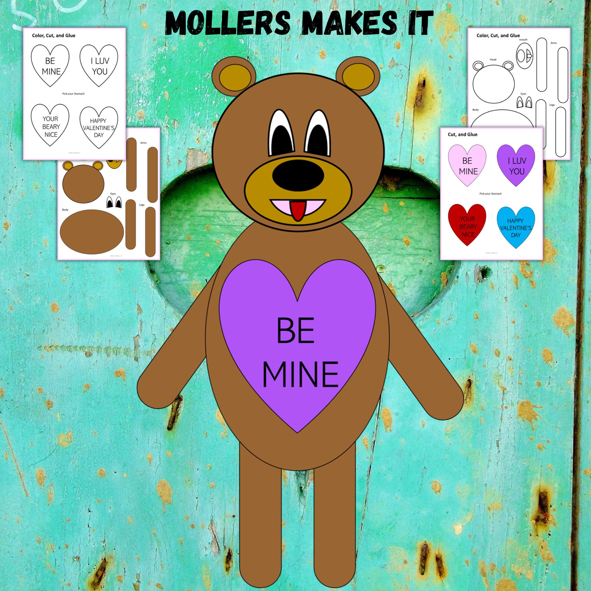 Huggable Heart Bear Craft Template for Preschool - Etsy