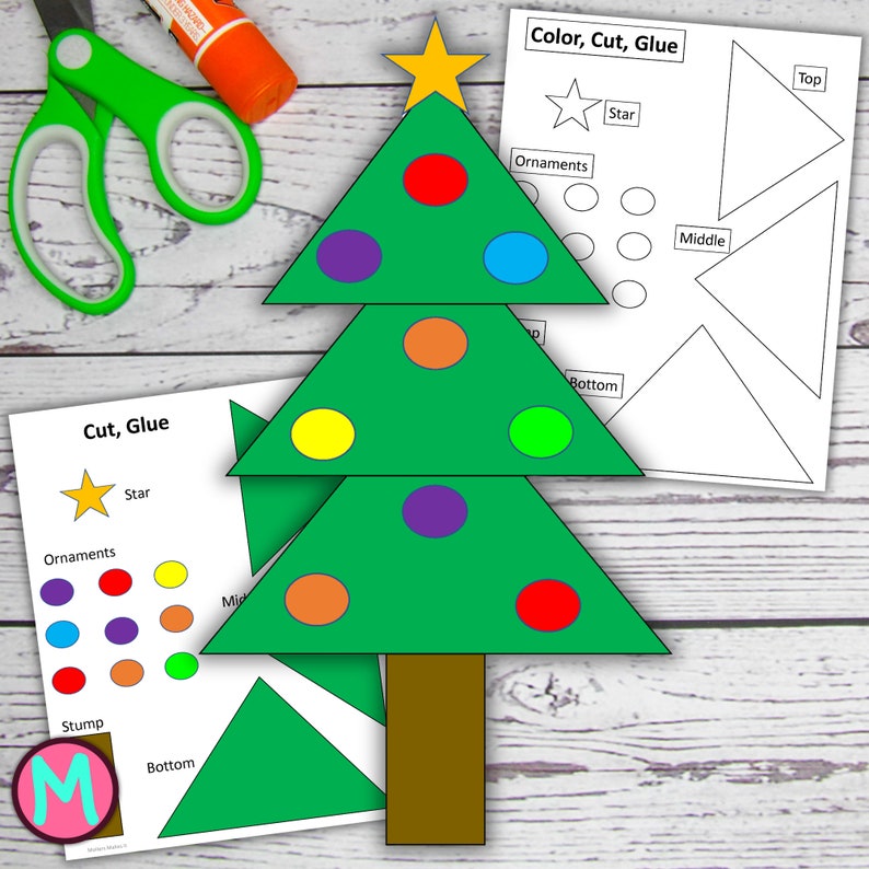 Christmas Tree Craft Template: Cut and Glue Activity (PDF) - Etsy