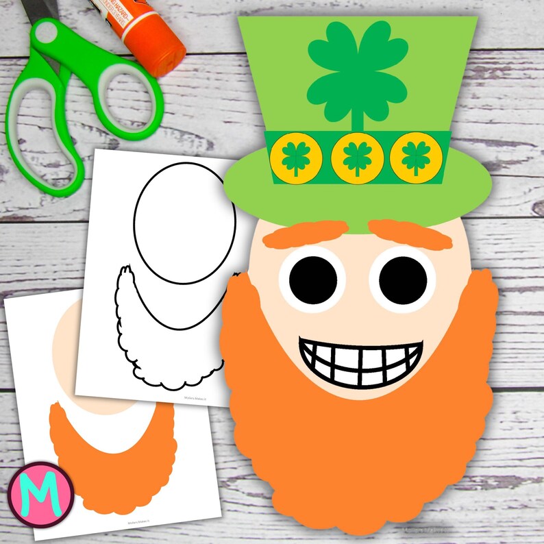 St. Patrick's Day Leprechaun Craft Template for Preschool, Simple Cut ...