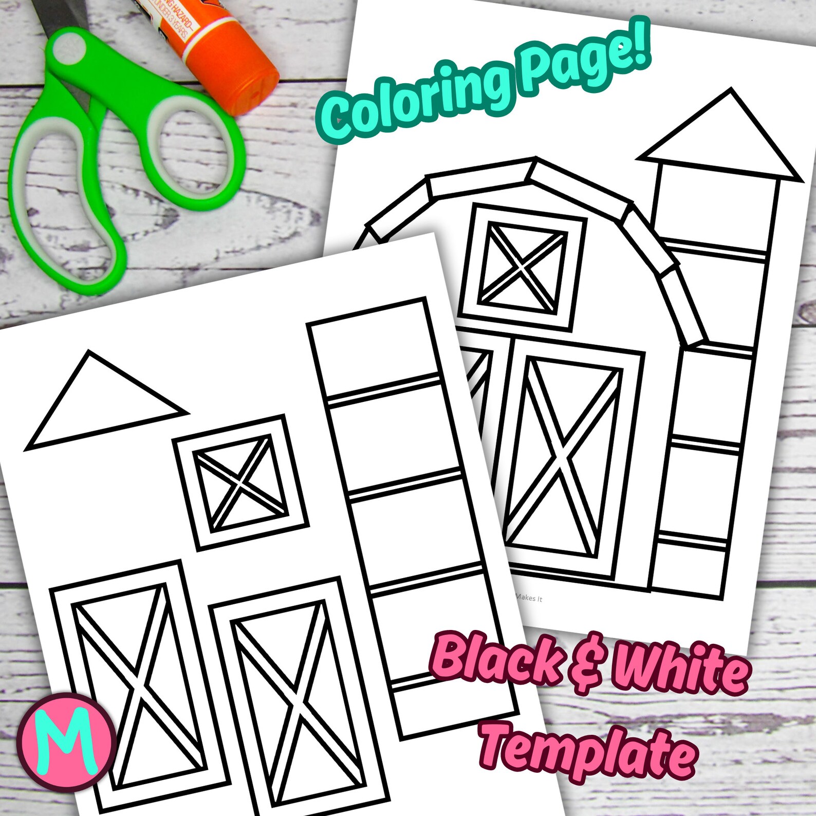 Barn and Silo Craft Template: Printable Cut and Glue Farm Activity for ...