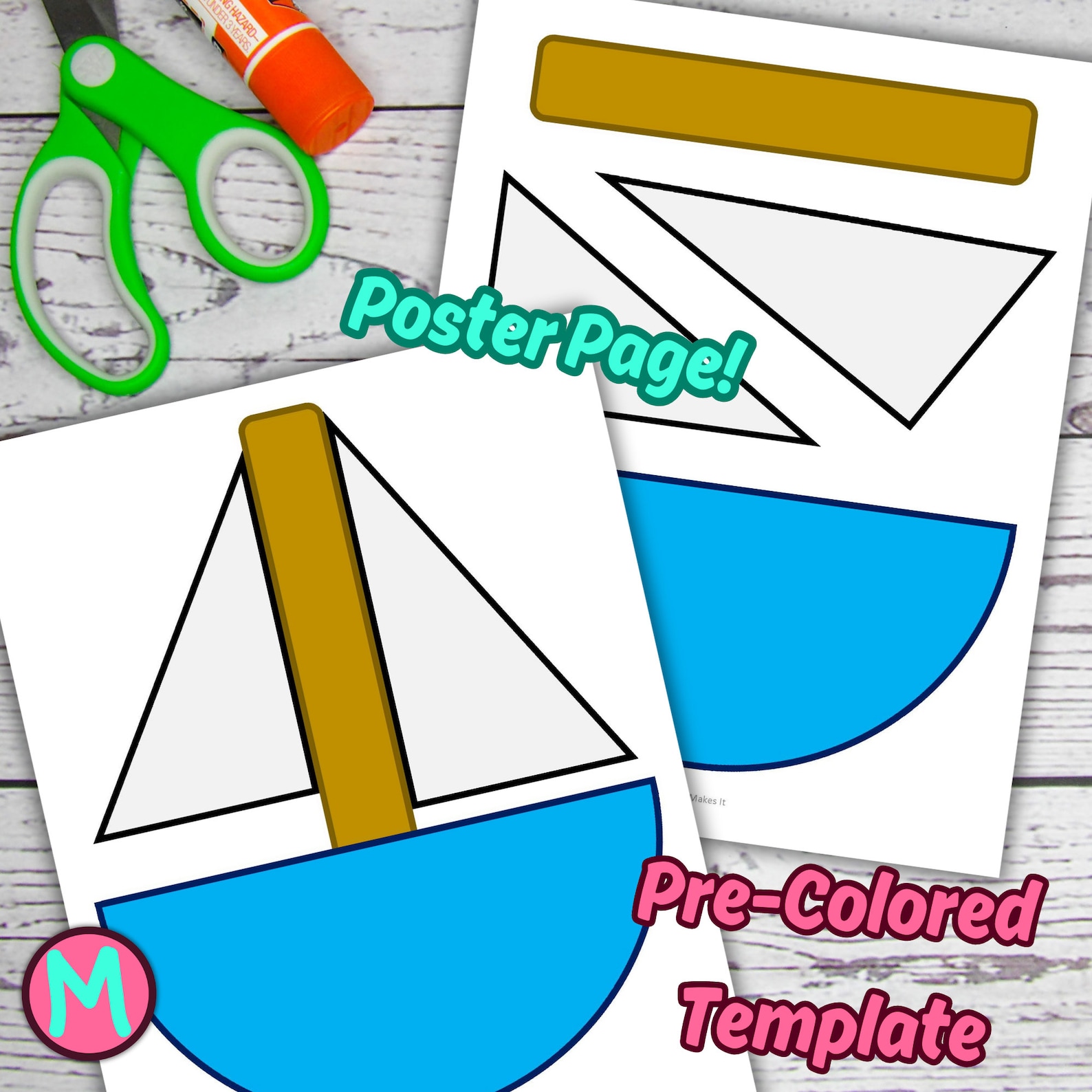 Sailboat Craft Template: Cut & Glue Activity (PDF Download) - Etsy