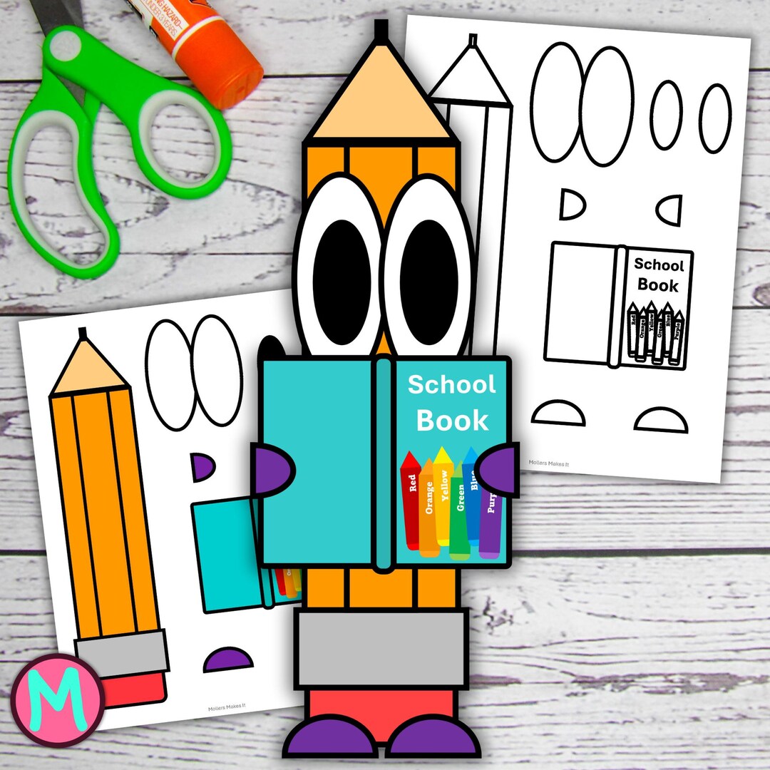 Pencil Reading Book Craft Template: Cut & Glue Paper Craft (PDF) - Etsy