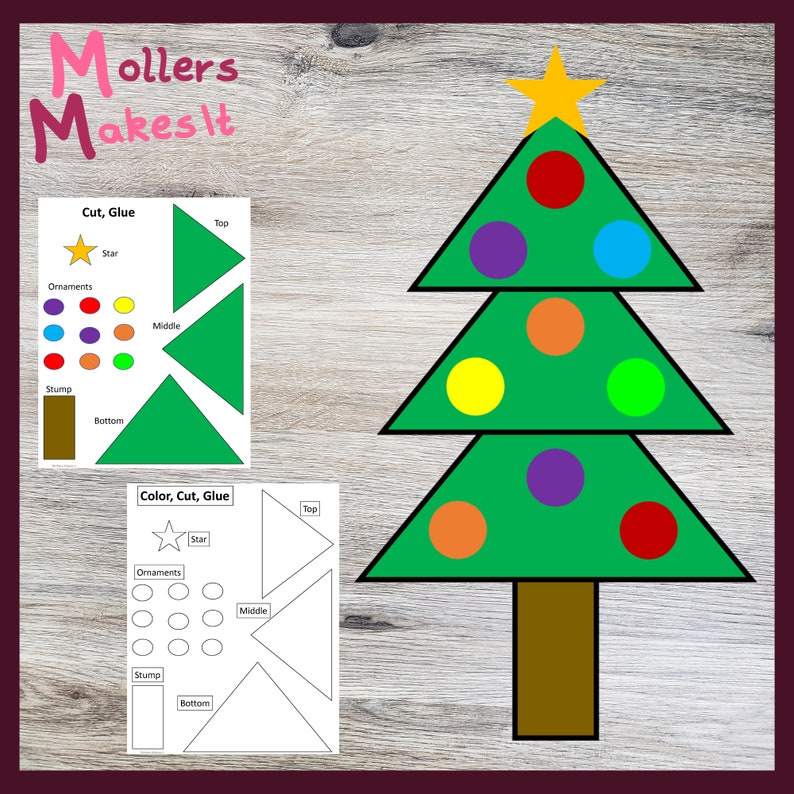 Simple Christmas Tree Craft Template for Kids Toddler, Preschool ...