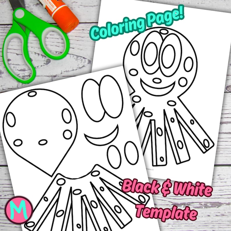 Octopus Craft Template for Kids in Preschool, Kindergarten, Elementary ...