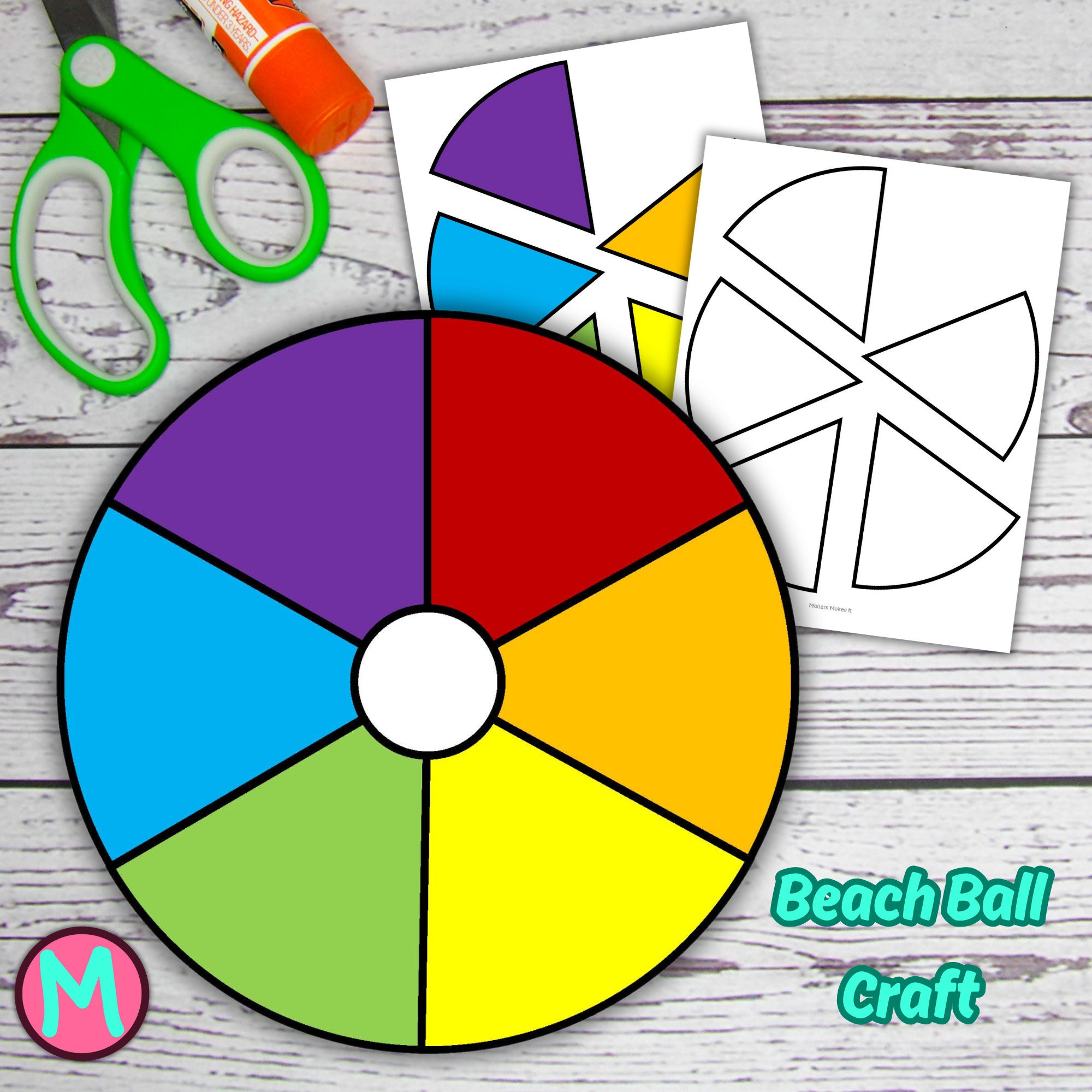Beach Ball Craft Template for Toddlers, Simple Cut and Glue Craft for ...