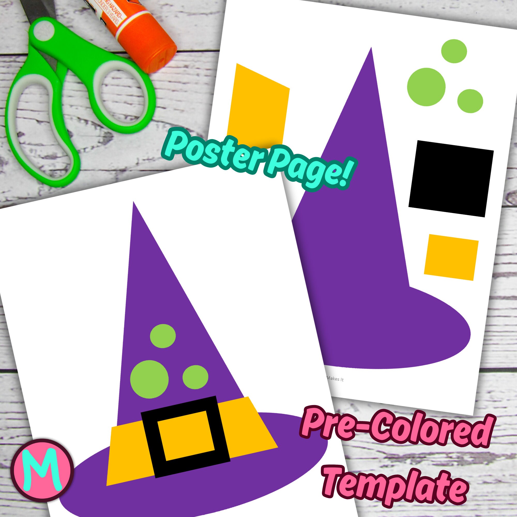 Witch Hat Craft Template for Kids, Preschool, Kindergarten, Elementary ...