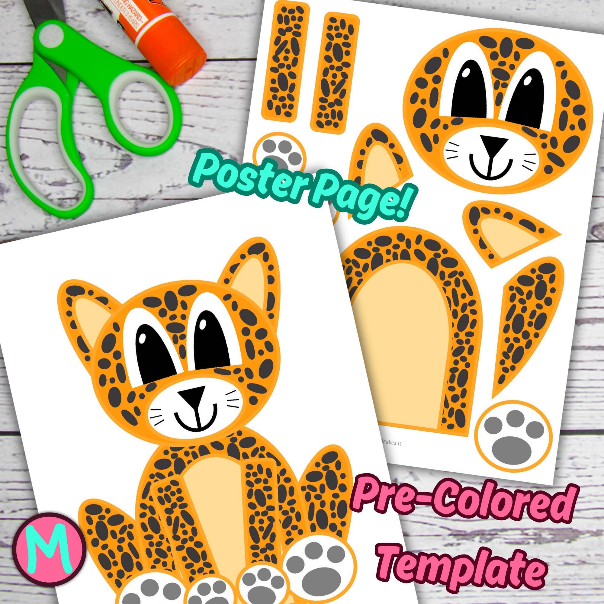 Cheetah Craft Template: Cut & Glue Paper Craft (PDF) - Etsy