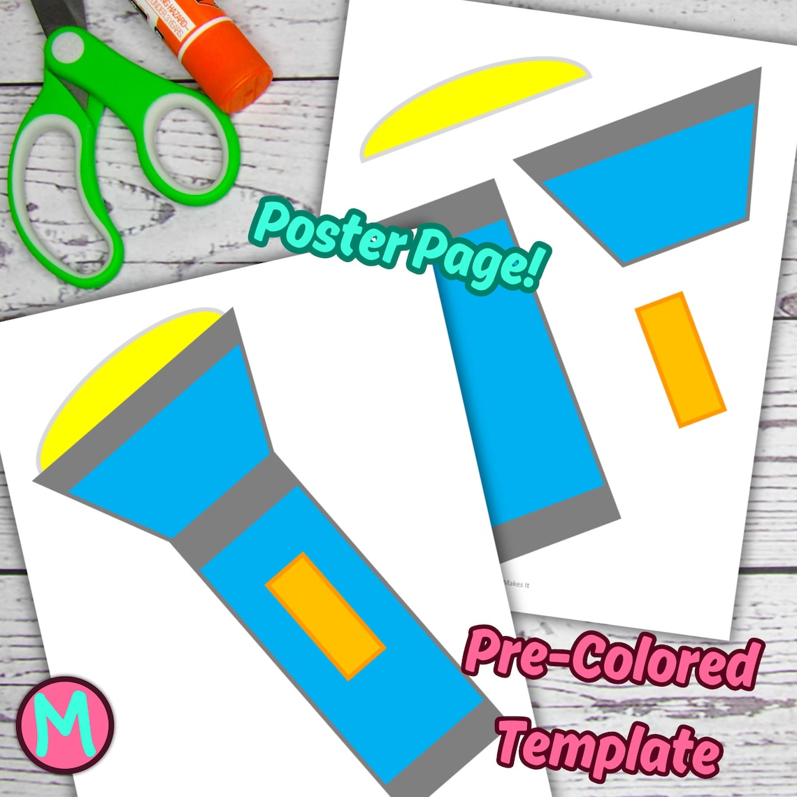 Flashlight Craft Template: Kids Printable Activity (PDF Download) - Etsy