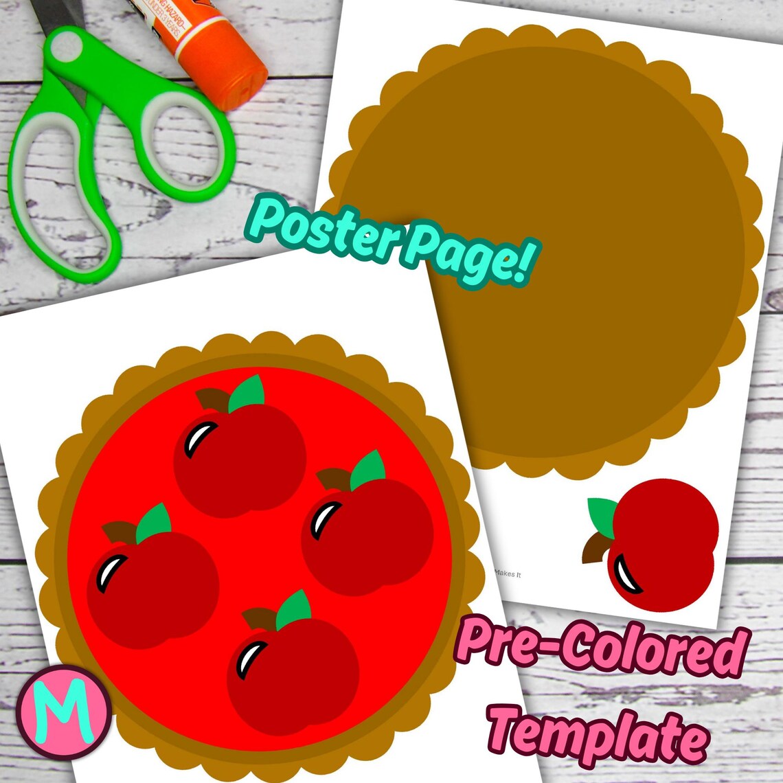 Apple Pie Craft Template: Cut & Glue Paper Craft (PDF) - Etsy