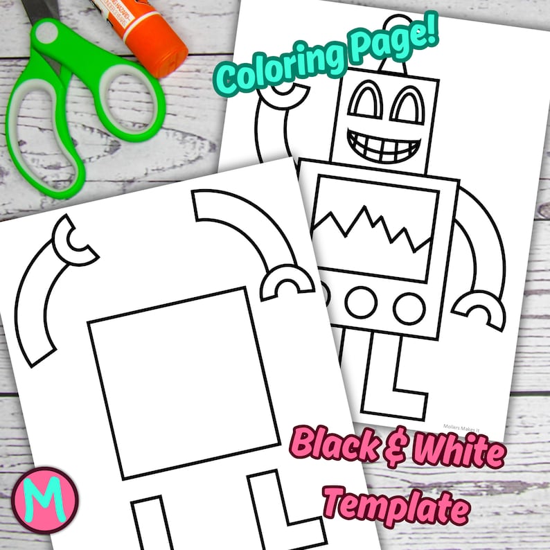 Robot Craft Template: Cut and Glue Paper Craft for Kids (PDF) - Etsy