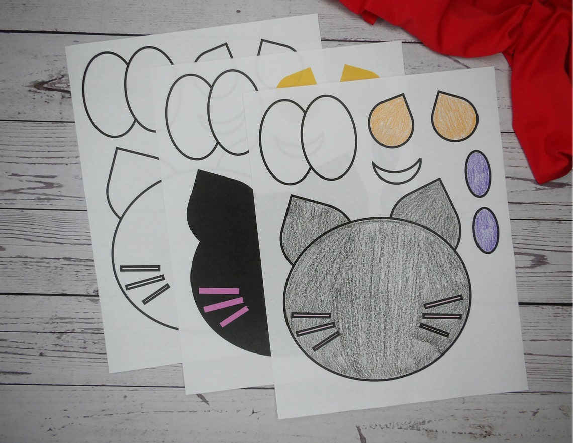 Cat Face Craft Template, Halloween Cut and Glue Paper Craft for Kids ...