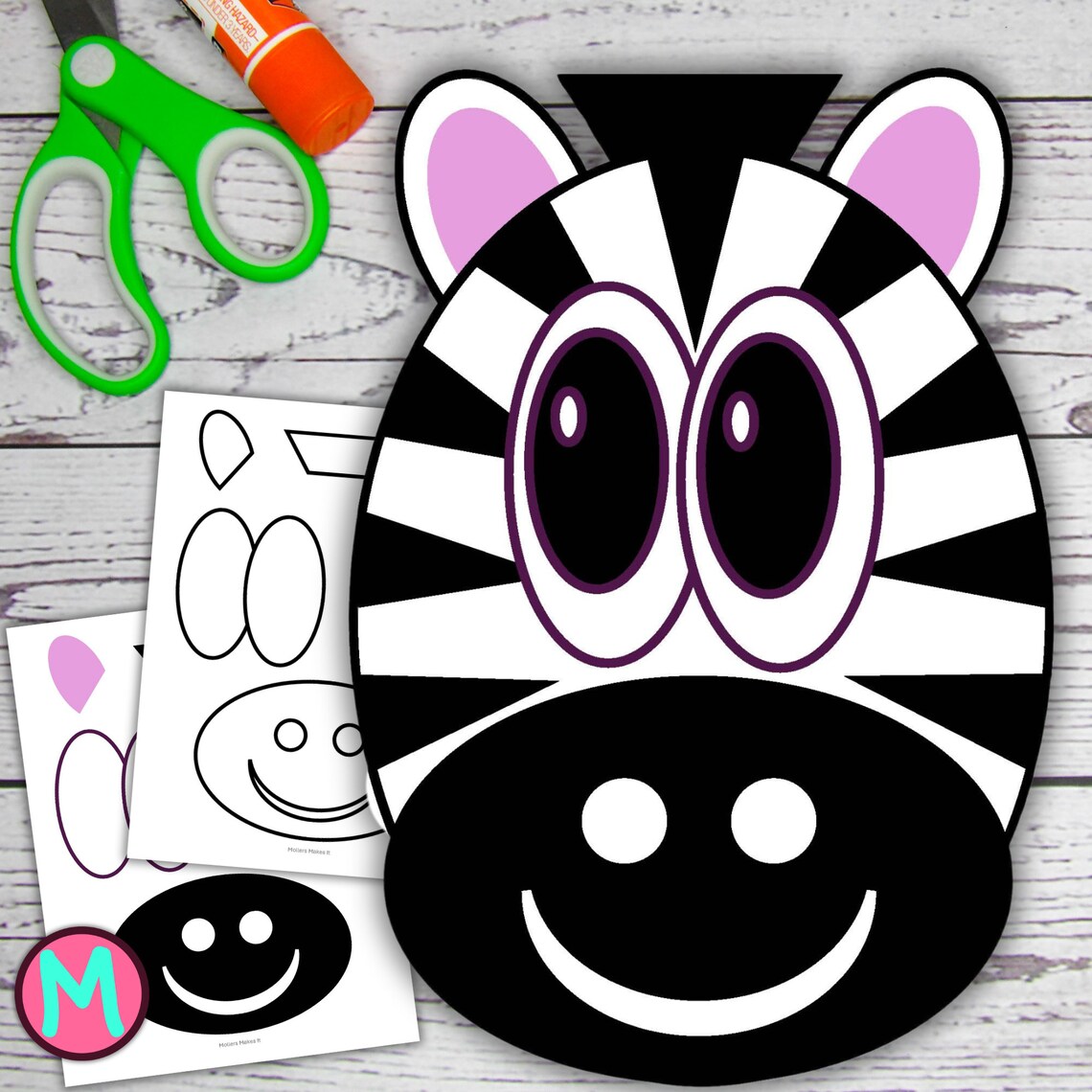 Zebra Craft Template, Preschool Activity, Simple Toddler Craft, Animal ...
