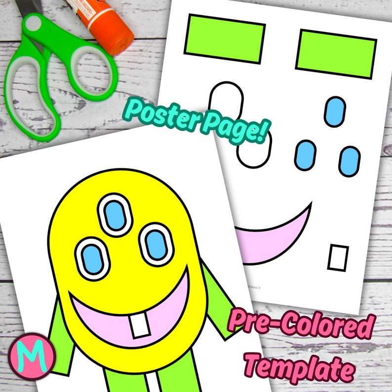 Yellow Monster Craft Template for Kids, Preschool, Kindergarten ...