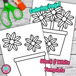 Flowers in A Pot Craft Template for Kids, Cut and Glue Craft Template ...