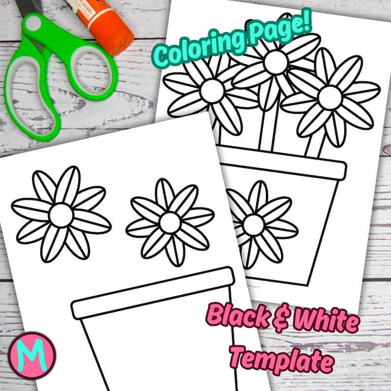 Flowers in A Pot Craft Template for Kids, Cut and Glue Craft Template ...