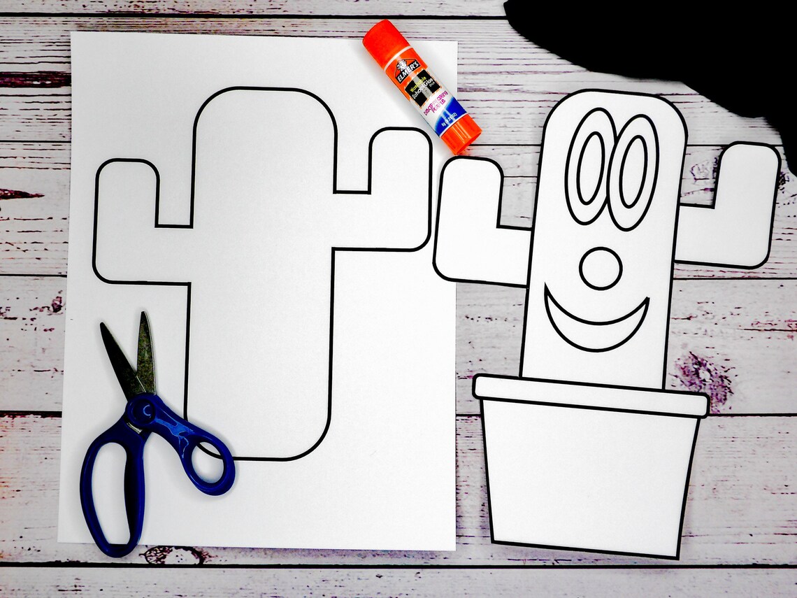 Cactus Craft Template for Kids, Cut and Glue Crafts for Preschool, Easy ...