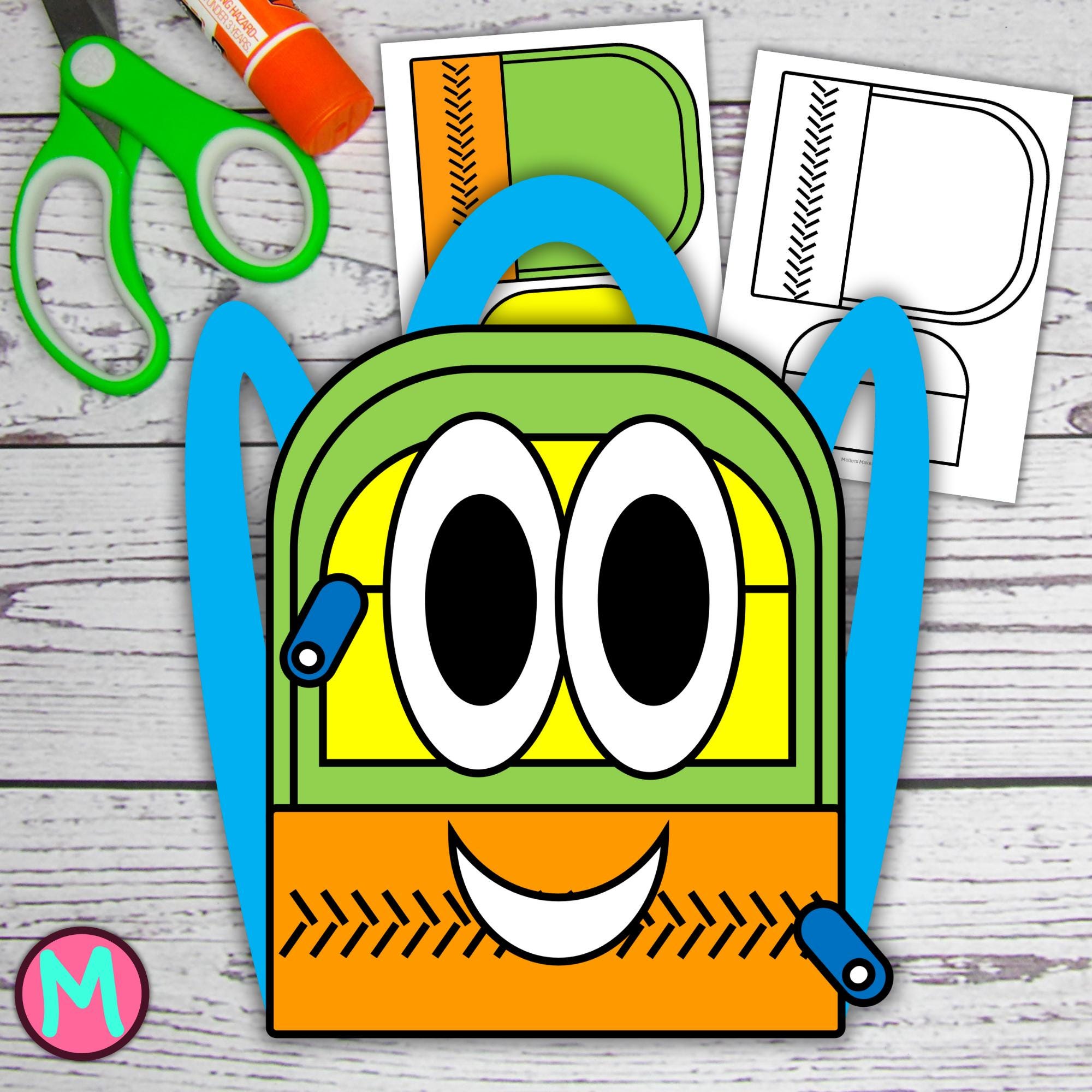 Green Backpack Craft Template for Kids, Simple Build A Backpack Craft ...