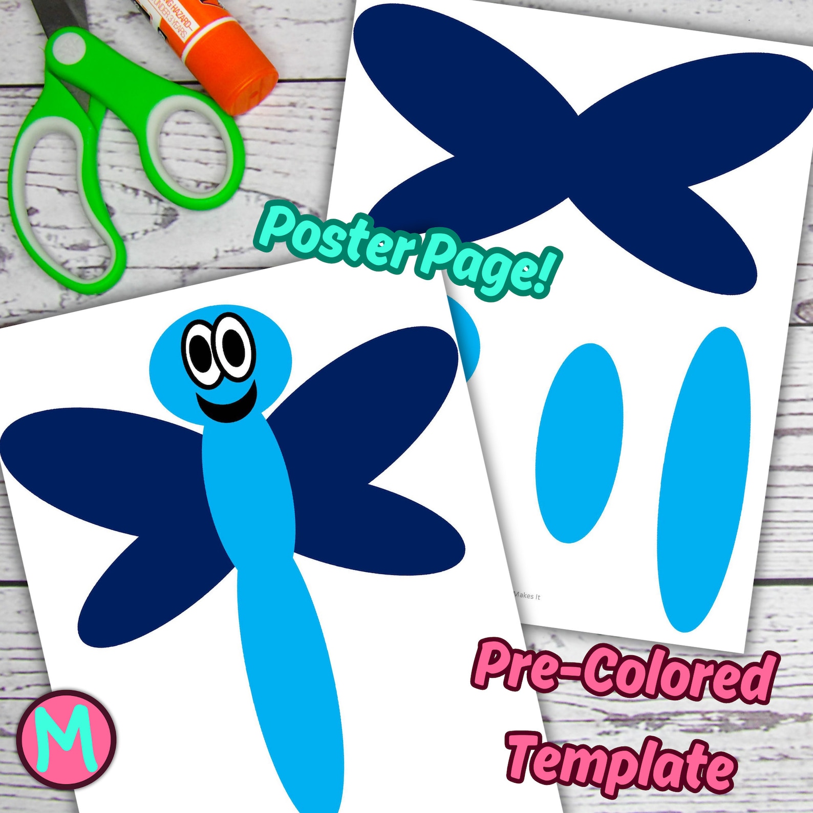 Dragonfly Craft Template: Spring Cut & Glue Activity (PDF) - Etsy