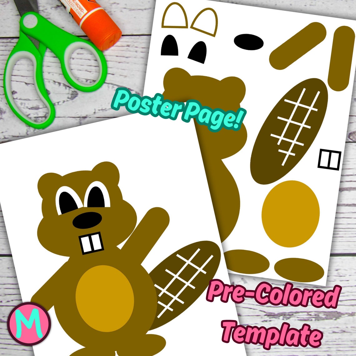 Beaver Craft Template for Preschool, Kindergarten, Elementary or ...