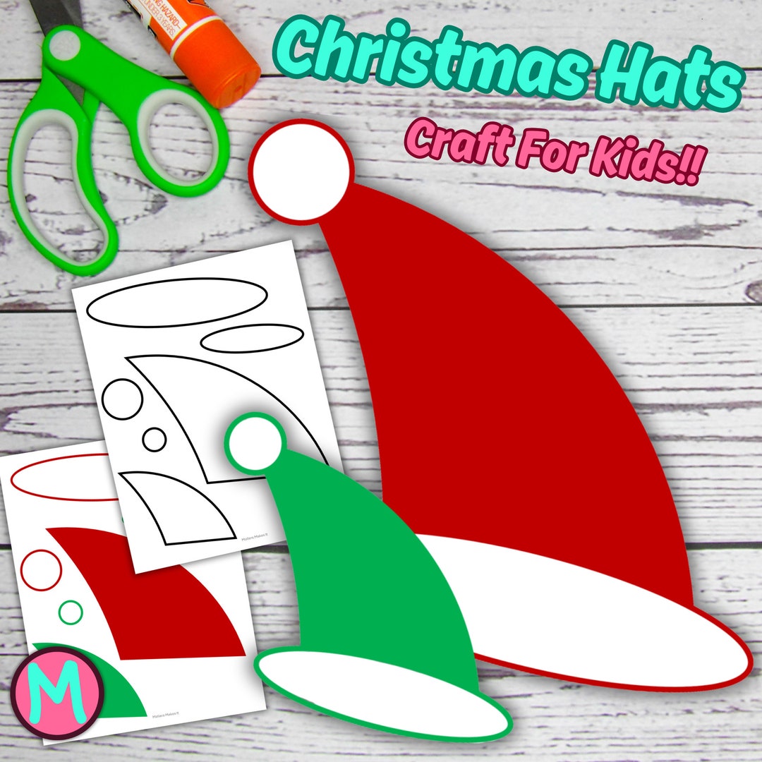 Christmas Hat Craft Template: Cut & Glue Activity (PDF) - Etsy