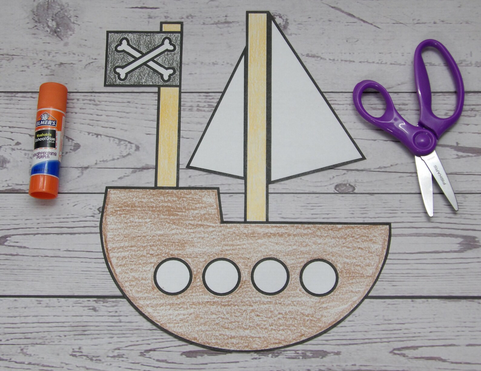 Pirate Ship Paper Craft Pattern Template for Kids in Preschool ...
