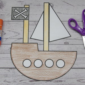 Pirate Ship Paper Craft Pattern Template for Kids in Preschool ...