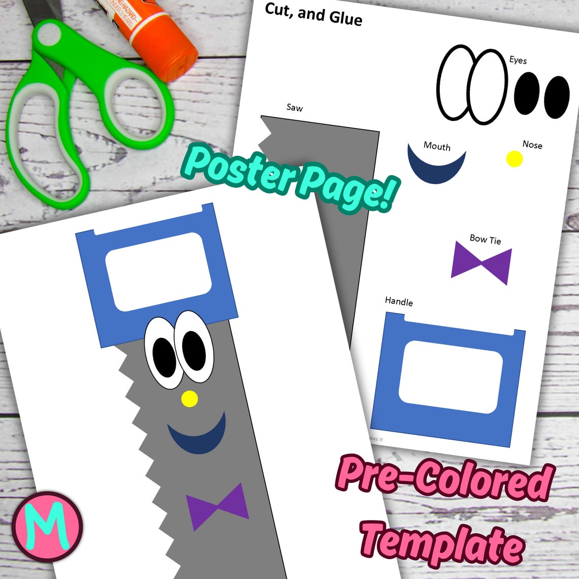 Saw Tool Craft Template for Kids, Preschool, Kindergarten, Elementary ...