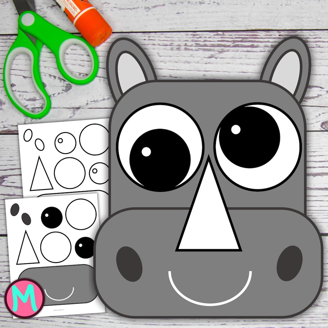 Rhino Head Craft Template for Kids, Simple and Fun Animal Craft for ...