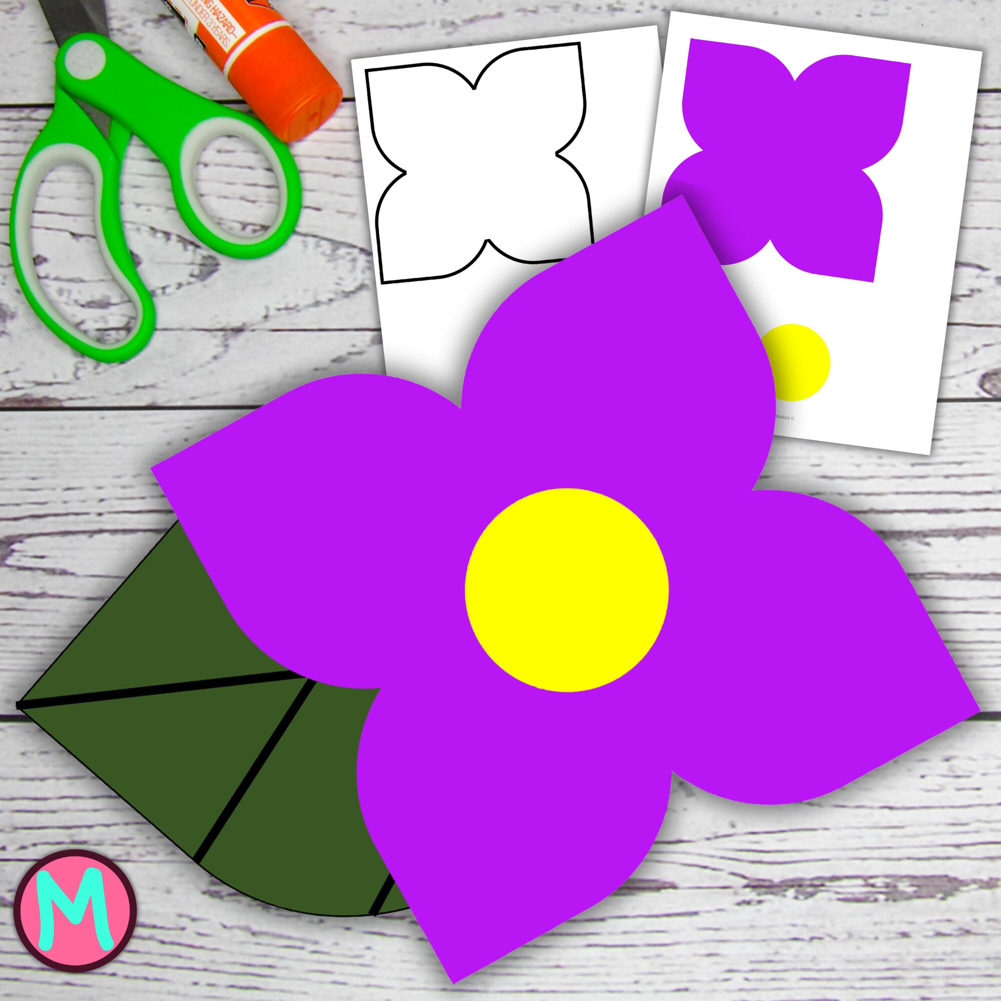 Festive Flowers Craft Template for Preschool, Simple Toddler Craft, Cut ...