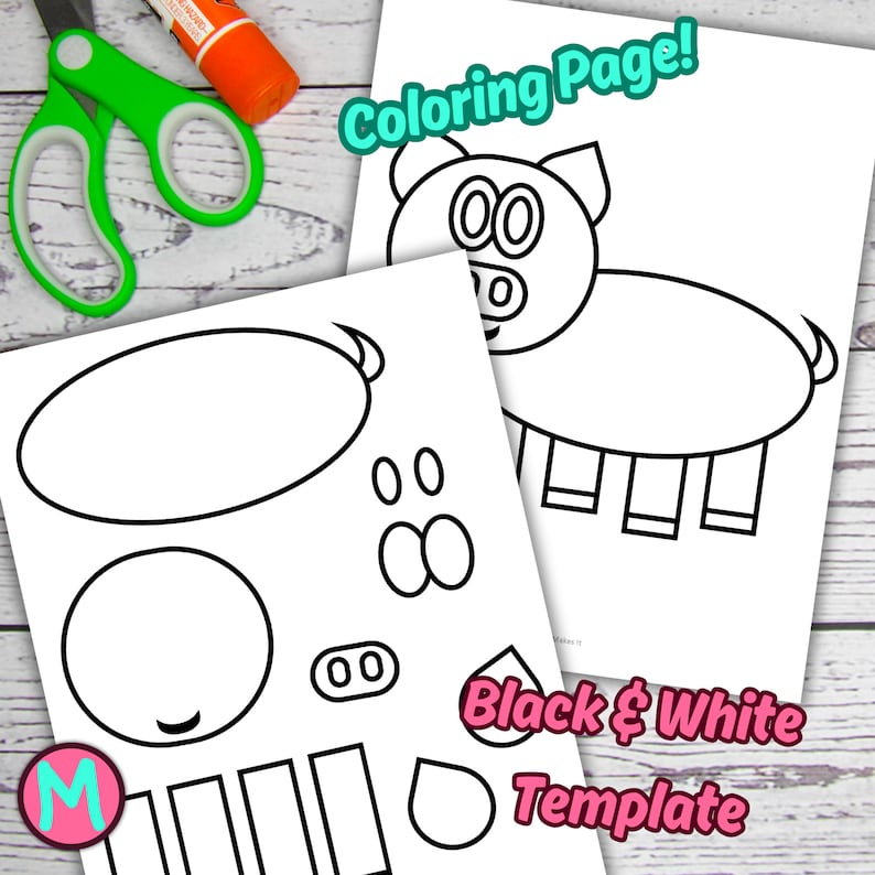 Pig Craft Template, Cut and Glue Craft for Kids, Build a Pig Preschool ...