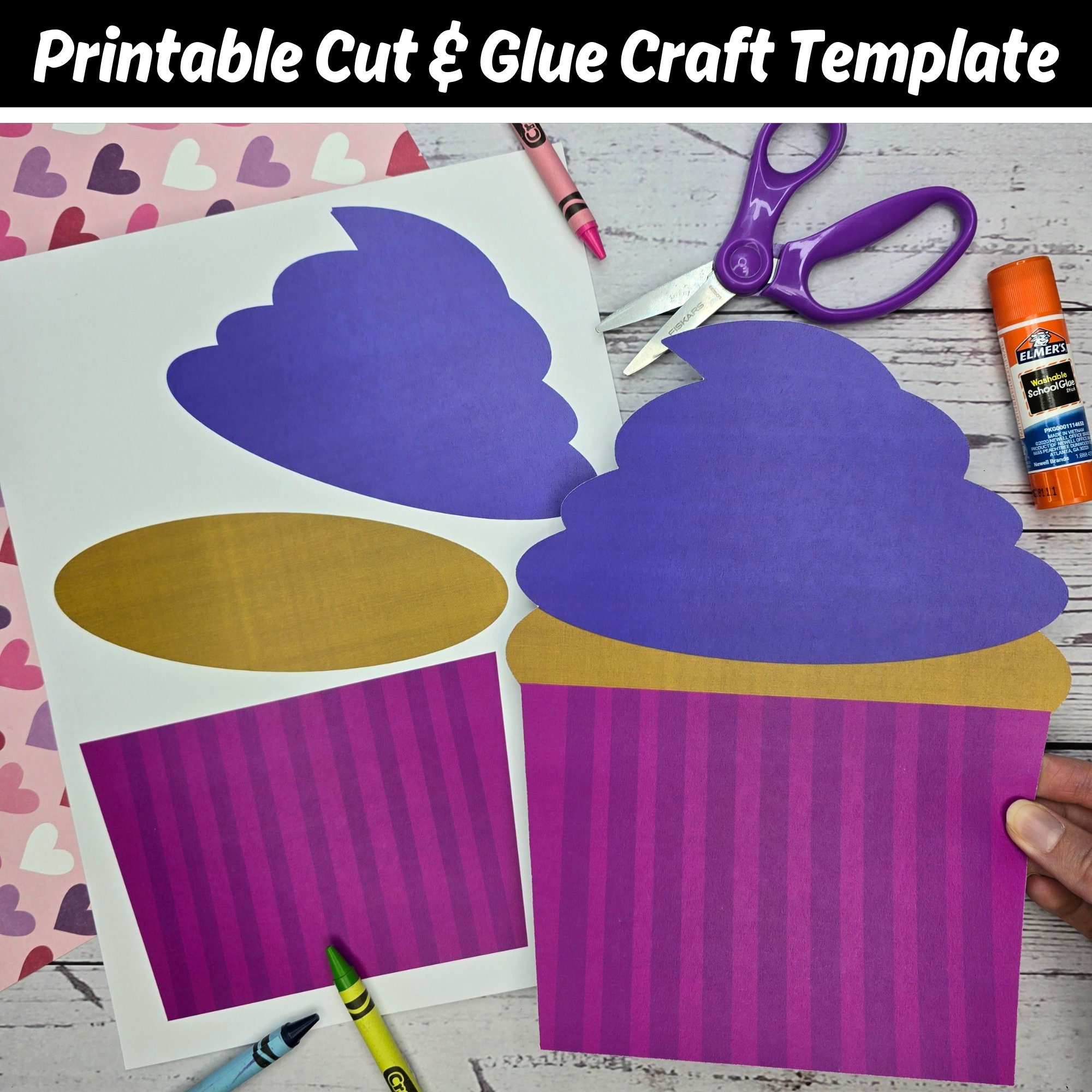 Carefree Cupcake Paper Craft Template for Kids (PDF) - Etsy