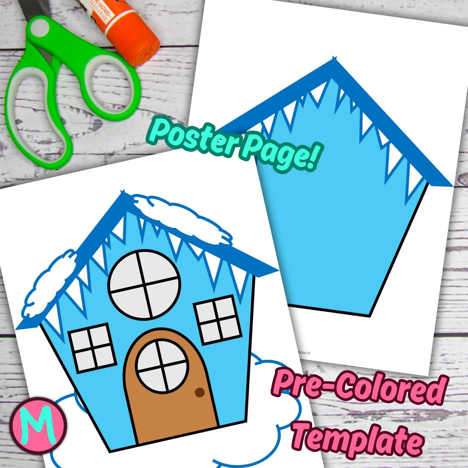 Winter Cabin Craft Template: Cut & Glue Activity (PDF) - Etsy