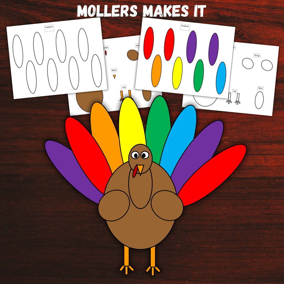 Easy Turkey Paper Craft Pattern Template for Kids Toddlers, Preschool ...
