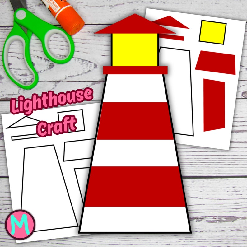Lighthouse Paper Craft Template: Cut & Glue Activity (PDF Download) - Etsy