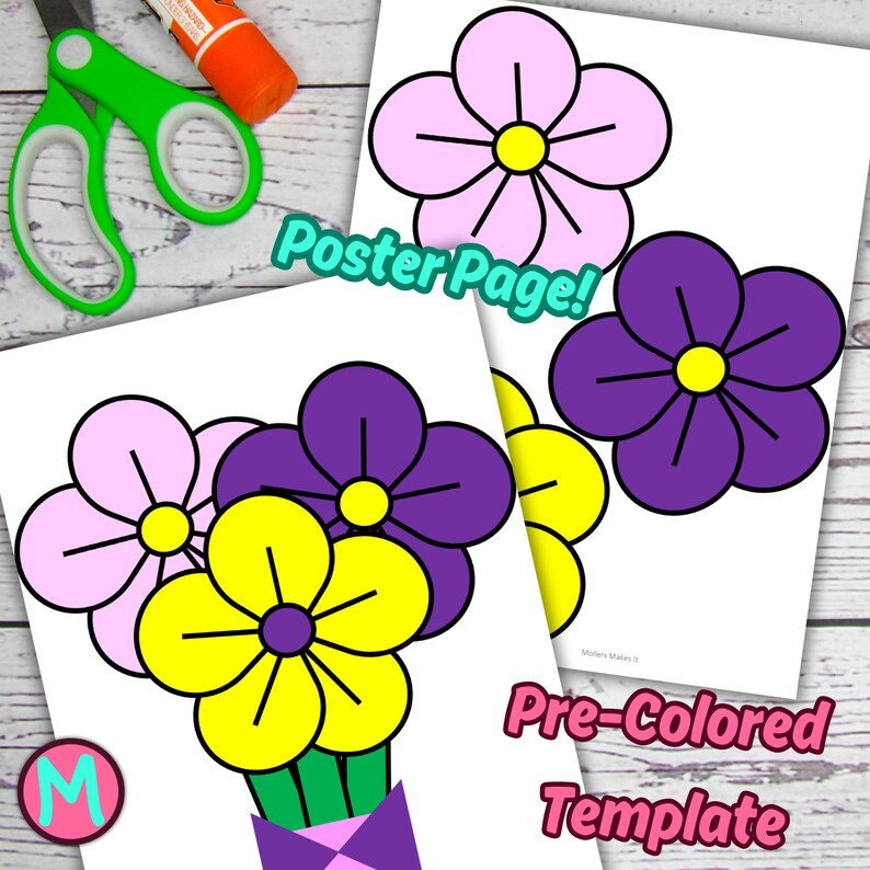 Mother's Day Bouquet Craft Template Bundle for Preschool, Kindergarten ...