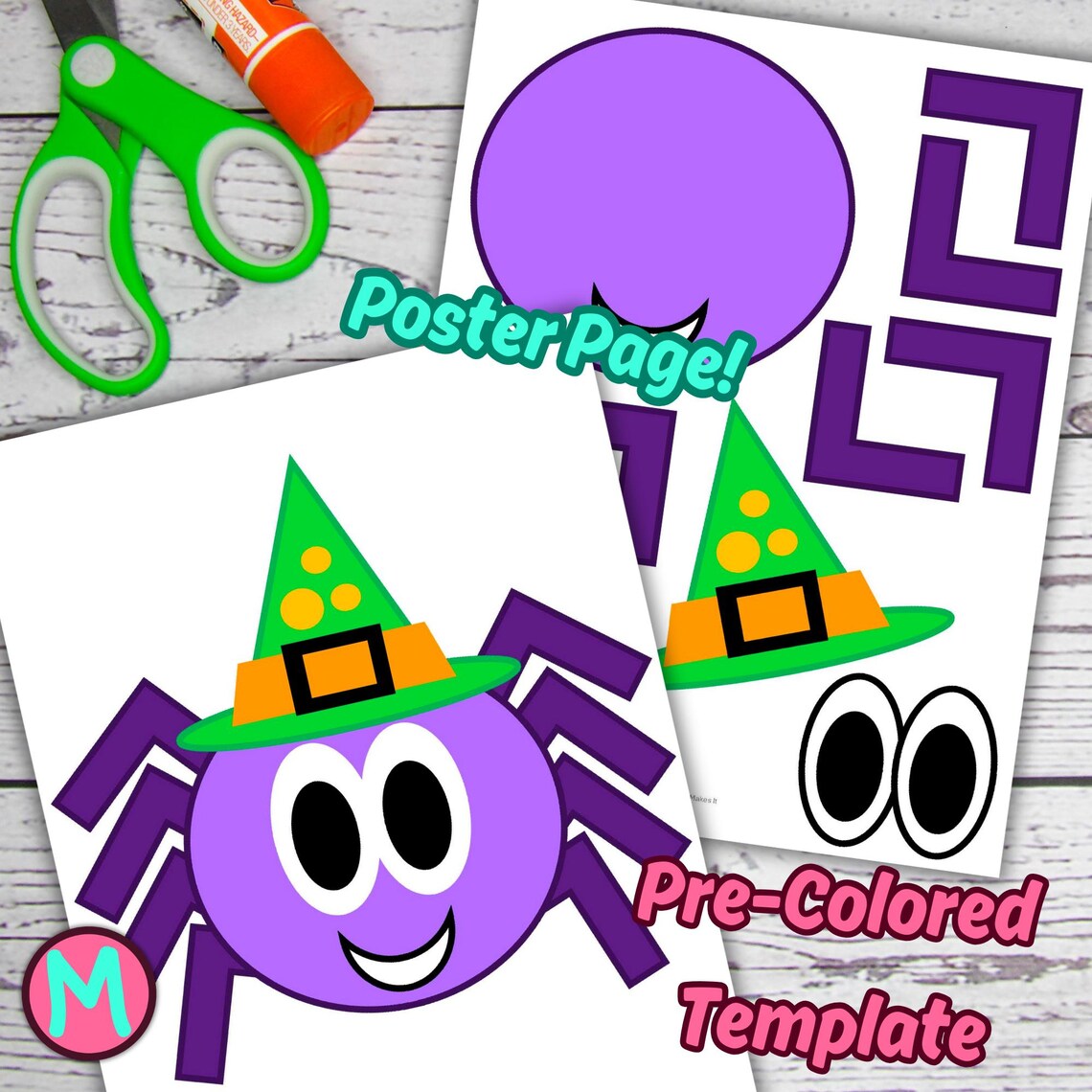 Halloween Witch Spider Craft Template: Cut & Glue Paper Craft (PDF) - Etsy