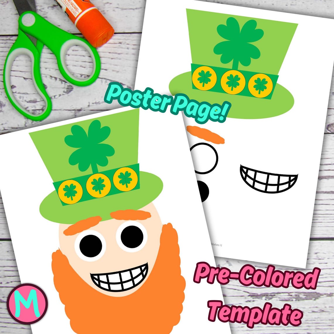 St. Patrick's Day Leprechaun Craft Template for Preschool, Simple Cut ...
