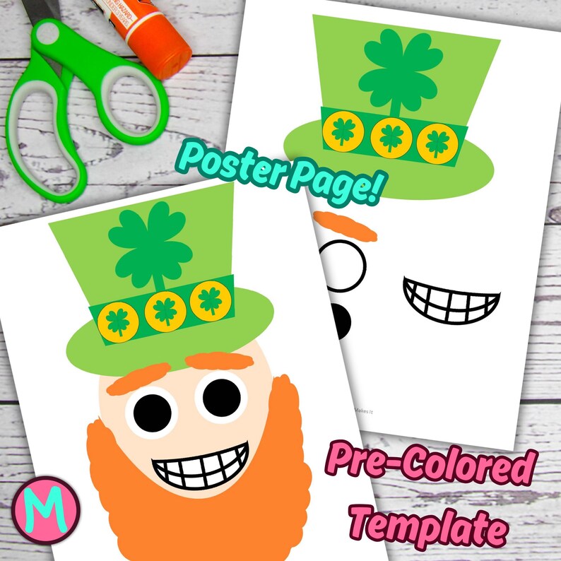 St. Patrick's Day Leprechaun Craft Template: Cut & Glue Activity (PDF ...